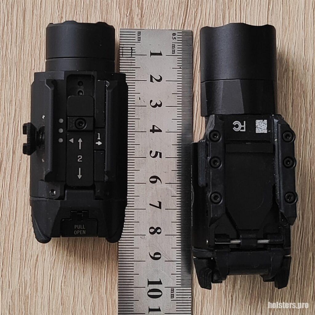 Surefire x300 vs Olight PL3 Valkyrie size comparison - Kydex Holsters